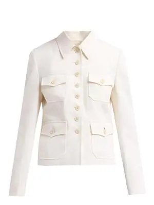 NILI LOTAN Jamison Wool Shirt Jacket - Stone