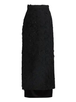 LANVIN Metallic Fringed Wool-blend Midi-skirt - Black