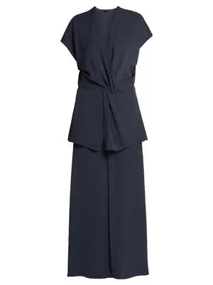 Giorgio Armani Twist Silk Layered Maxi Dress - Graphite