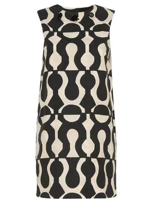 Max Mara Printed Cotton Poplin Dress - Black Multi