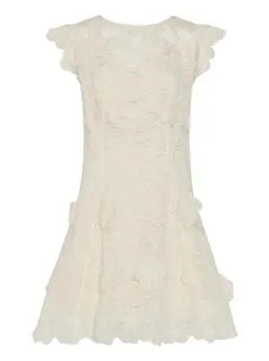 MILLY Myla 3d Floral-embroidered Minidress - Ecru