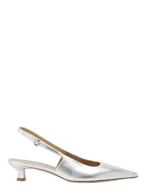 AeydĒ Catrina Leather 35mm Kitten-heel Slingback Pumps - Silver