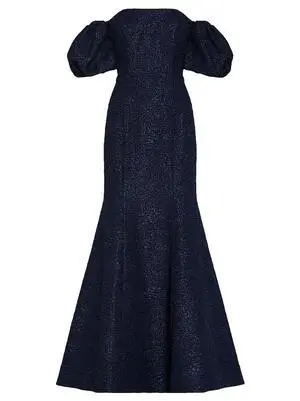 MILLY Alexi Off-the-shoulder Mermaid Gown - Navy