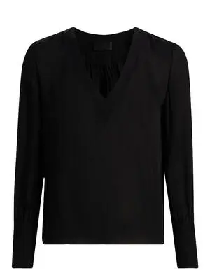 NILI LOTAN Mariposa Silk V-neck Blouse - Black