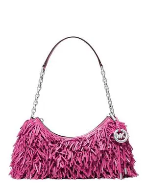 Michael Kors Nolita Medium Fringed Leather Pouchette - Raspberry