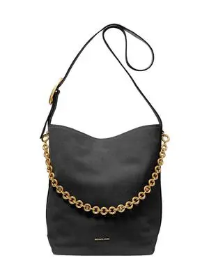 Michael Kors Nolita Large Suede Shoulder Bag Black