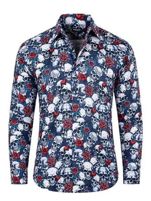 MACEOO Fibonacci Marthyr Skull Rose Shirt - Multicolored