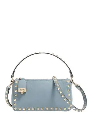 Valentino Garavani Rockstud Grainy Calfskin Crossbody Bag - Stone