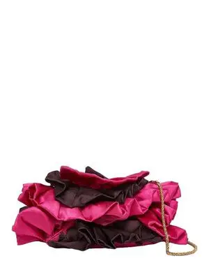 Dries Van Noten Small Ruffled Satin Clutch - Fuchsia