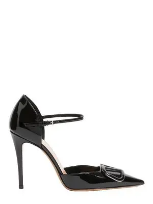 Valentino Garavani Vlogo 100mm Signature D'orsay Patent Leather Pumps - Black