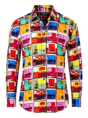 MACEOO Fibonacci Marthyr Color Block Shirt - Multicolored