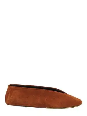 Moschino Corsage Suede Ballet Flats Rust