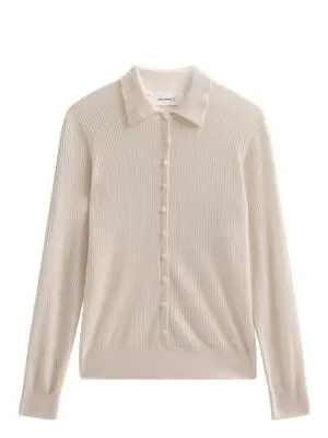 LISA YANG Agata Cashmere Cardigan Shirt - Ivory