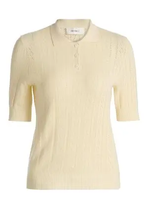 LISA YANG Cristine Pointelle-knit Cotton-cashmere Polo Sweater - Limone