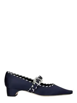 Manolo Blahnik Zaera Satin Pumps - Navy
