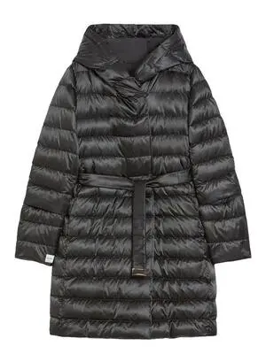 Max Mara Reversible Down Jacket In Water Repellent Satin - Black