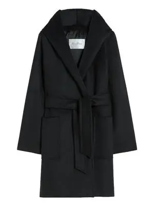 Max Mara Rialto Hair Hooded Wrap Coat - Black