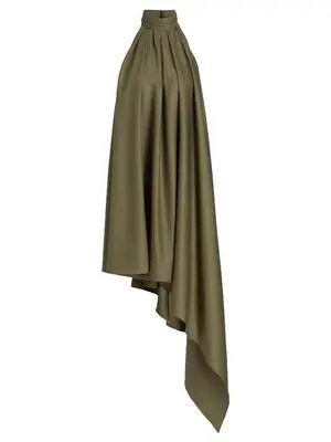 Ronny Kobo Fleur Asymmetric Wool-blend Halter Midi-dress - Burnt Olive