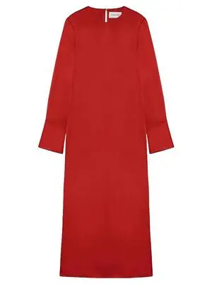 ARMARIUM Bruna Long-sleeve Silk Shift Midi-dress - Red