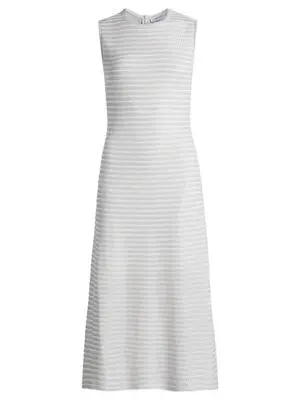 Alexander McQueen Metallic Float Stitch Midi-dress - Silver