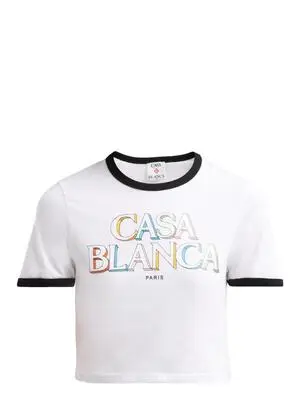 Casablanca Logo Cotton Crop T-shirt - Stack Logo