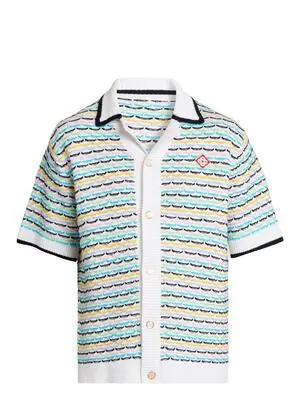 Casablanca Tuck-stitch Cotton Knit Short-sleeve Shirt - Multi