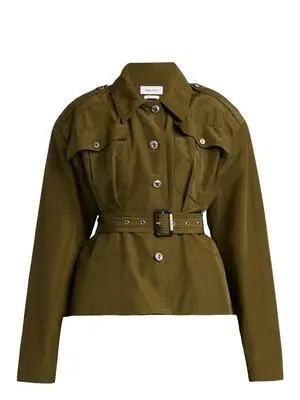 Alexander McQueen Belted Crop Trench Jacket - Grass Green