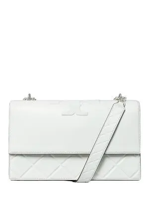 Tory Burch Fleming Convertible Leather Shoulder Bag - Blanc