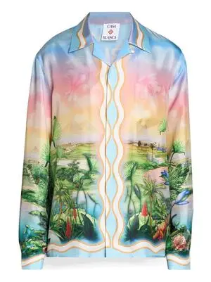 Casablanca Silk Long-sleeve Camp Shirt - Multi