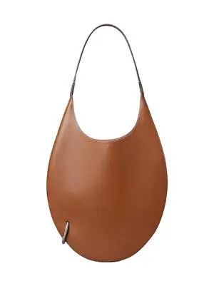 Tory Burch Pierced Leather Shoulder Bag Aged Tan