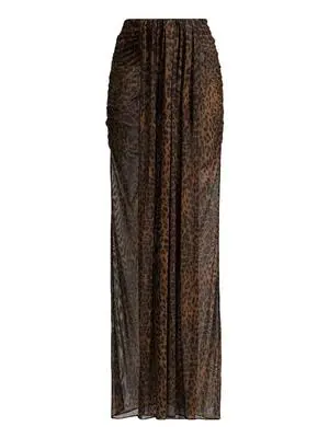 Lapointe Leopard Mesh Draped Skirt Leopard