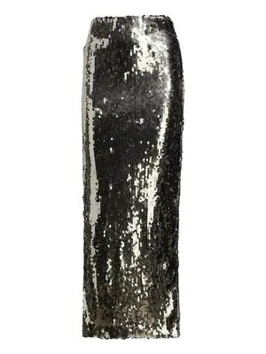 Lapointe Re-edition Sequined Stretch Pencil Midi-skirt - Silver