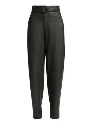 Lapointe Belted Faux-leather Tapered Trousers - Pine