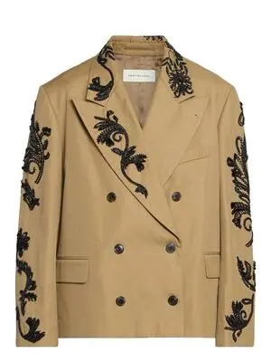 Dries Van Noten Bosea Embroidered Twill Double-breasted Jacket - Camel