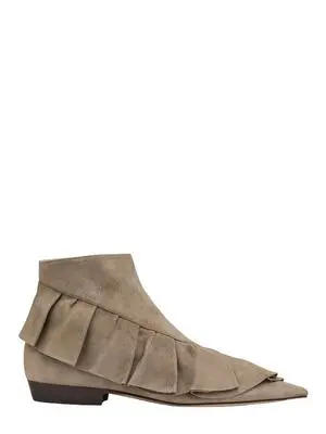 JW Anderson 25mm Ruffled Suede Ankle Boots Grey