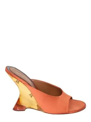 Dries Van Noten 100mm Satin Wedge Mules - Rust