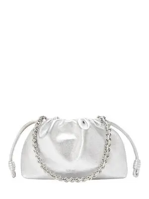 Loewe Medium Flaco Laminated Leather Shoulder Bag Silver