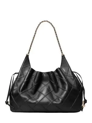 Tory Burch Fleming Large Quilted Leather Tote Bag - Black