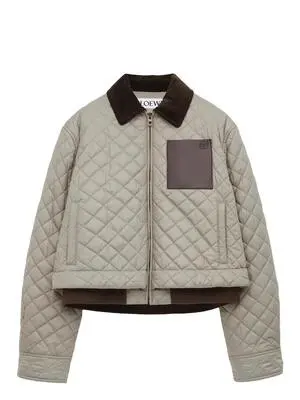 Loewe Corduroy-collar Quilted Jacket - Medium Grey