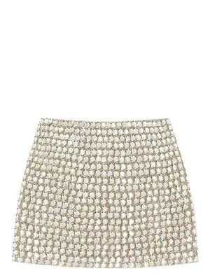 Valentino Garavani Mini Skirt In Embroidered Organza - Silver