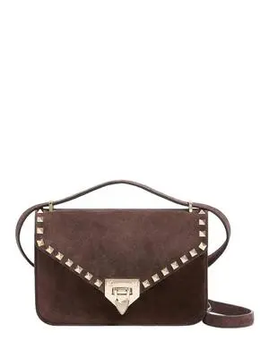 Valentino Garavani Rockstud Small Suede Crossbody Bag - Ebony