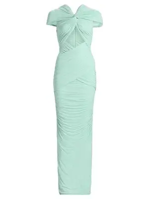 Ronny Kobo Nasha Ruched Sheath Maxi Dress - Fern