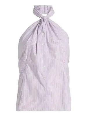 Ronny Kobo Micala Pinstriped Cotton Open-back Top - Hydrangea