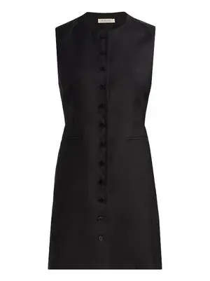 HEIRLOME Danielle Wool-blend Button-front Minidress - Black