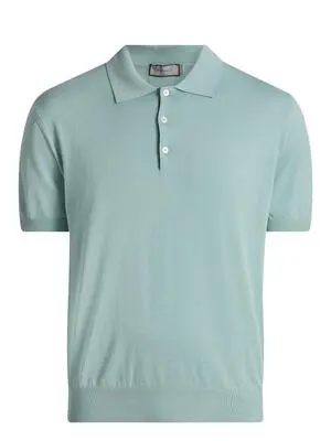 Canali Cotton Knit Polo Shirt Teal
