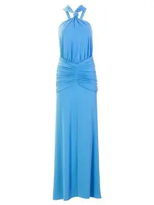 Silvia Tcherassi Jedda Ruched Jersey Halter Gown - Powder Blue