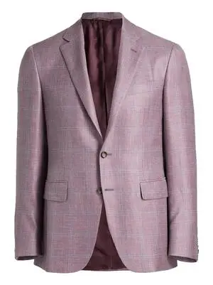 Canali Kei Windowpane Plaid Sport Coat - Brown