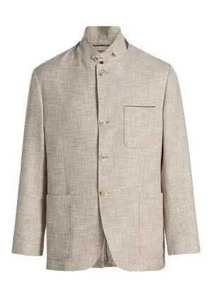 Canali Bruma Textured-weave Hybrid Patch Jacket - Tan