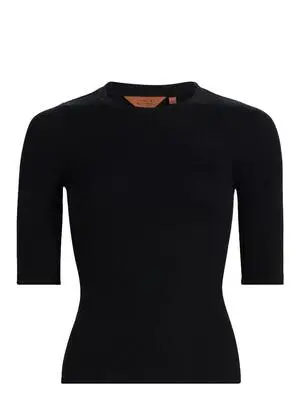 JAMIE HALLER The Rib Elbow-length Sleeve T-shirt - Black