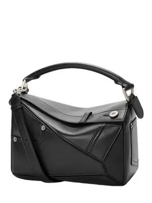 Loewe Small Panta Puzzle Leather Top Handle Bag - Black